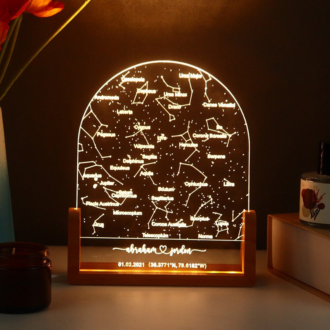 Personalized Star Map by Date, Custom Constellation Chart Lamp, Star ...