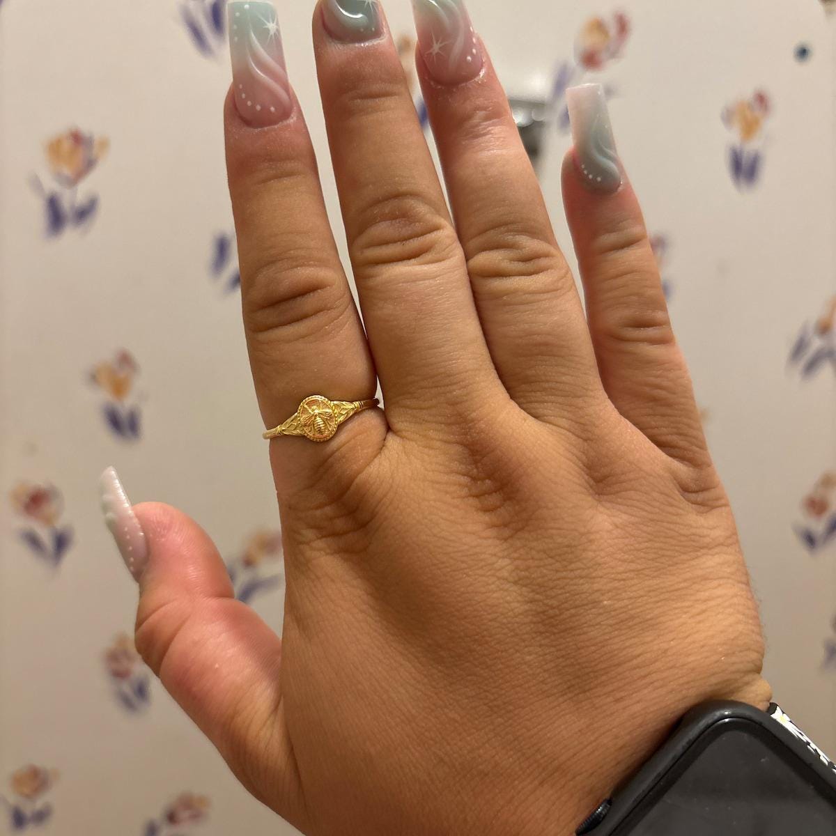 Gold Bee Ring Honey Bee Signet Ring Pinky Ring, Bee Jewelry Sterling ...