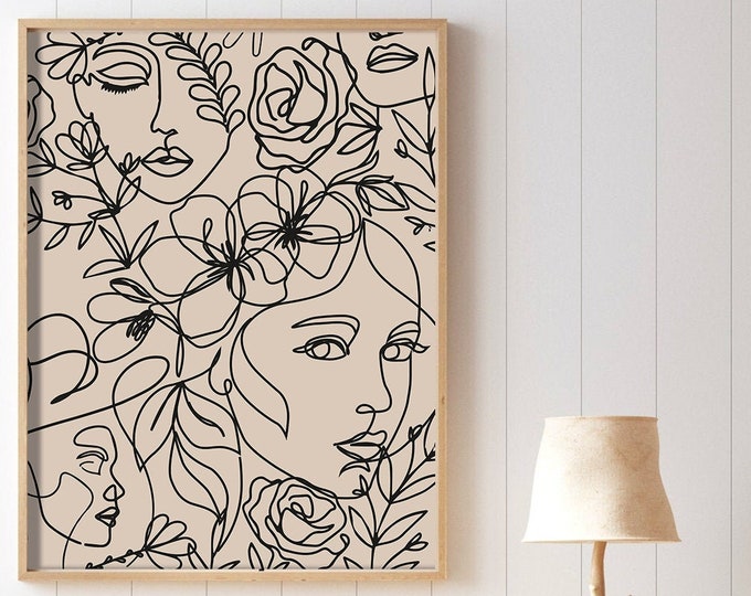 Woman Face Line Art Bundle of 3, Minimalistic Woman Portrait, Feminine ...
