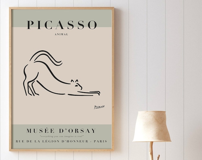 Picasso Exhibition Poster, Cat Poster, Animal Print, Ideal Gift ...