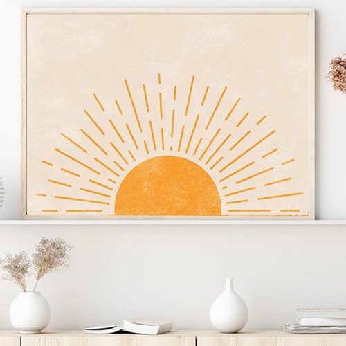 Boho Sun Sunrise and Sunset Wall Art Print Decor Boho Sun Svg - Etsy