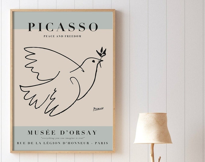 Dove Picasso Print Exhibition Poster Vintage Pablo Picasso Peace ...