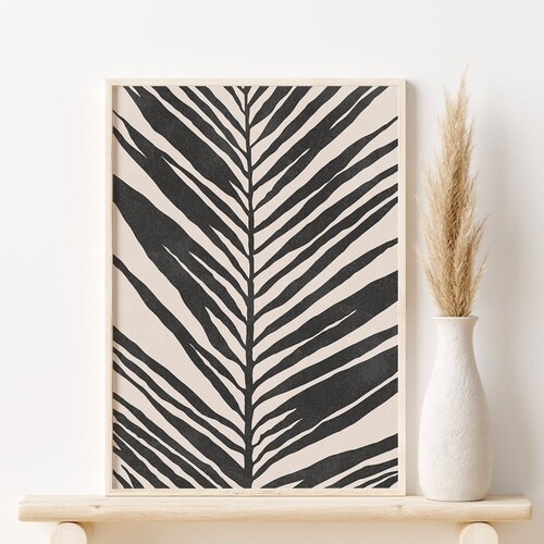 Abstract Boho Leaf Art Print Minimalist Botanical Printable - Etsy