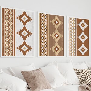 Aztec Wall Art Printable, Aztec Mid Century Modern Wall Art Set of 3 ...
