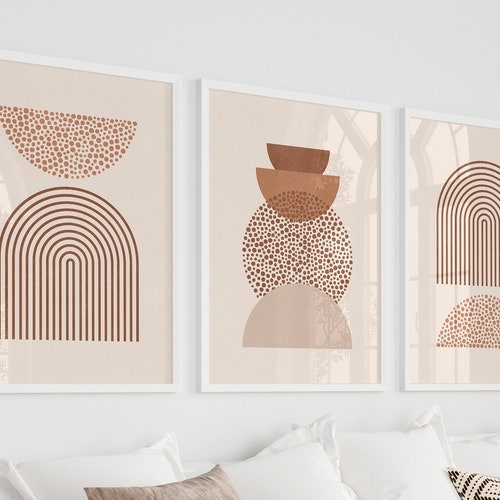 Boho Abstract Set of 3 Prints Printable Wall Art Boho Decor - Etsy