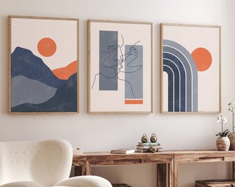 Printable Art, Mid Century Modern Art Set of 3 Prints, Abstract ...