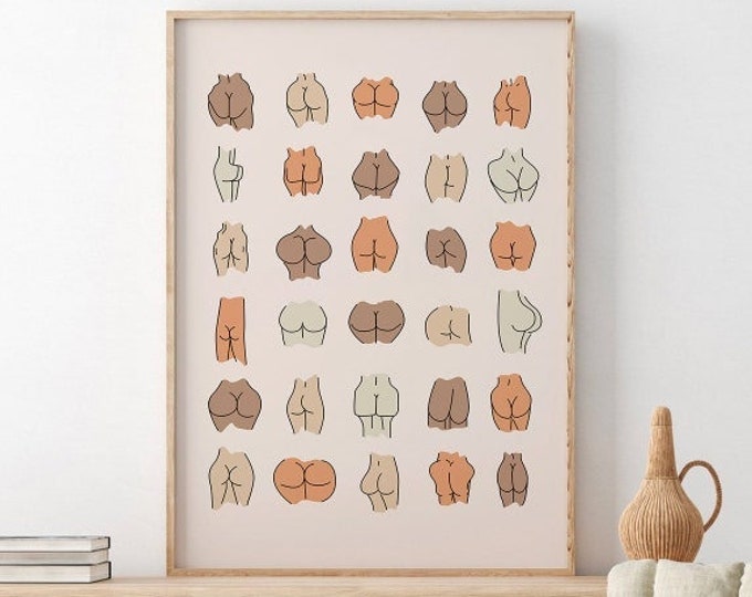 Nice Bum Body Positive Print.colorful All Skin All Races,quirky Art ...