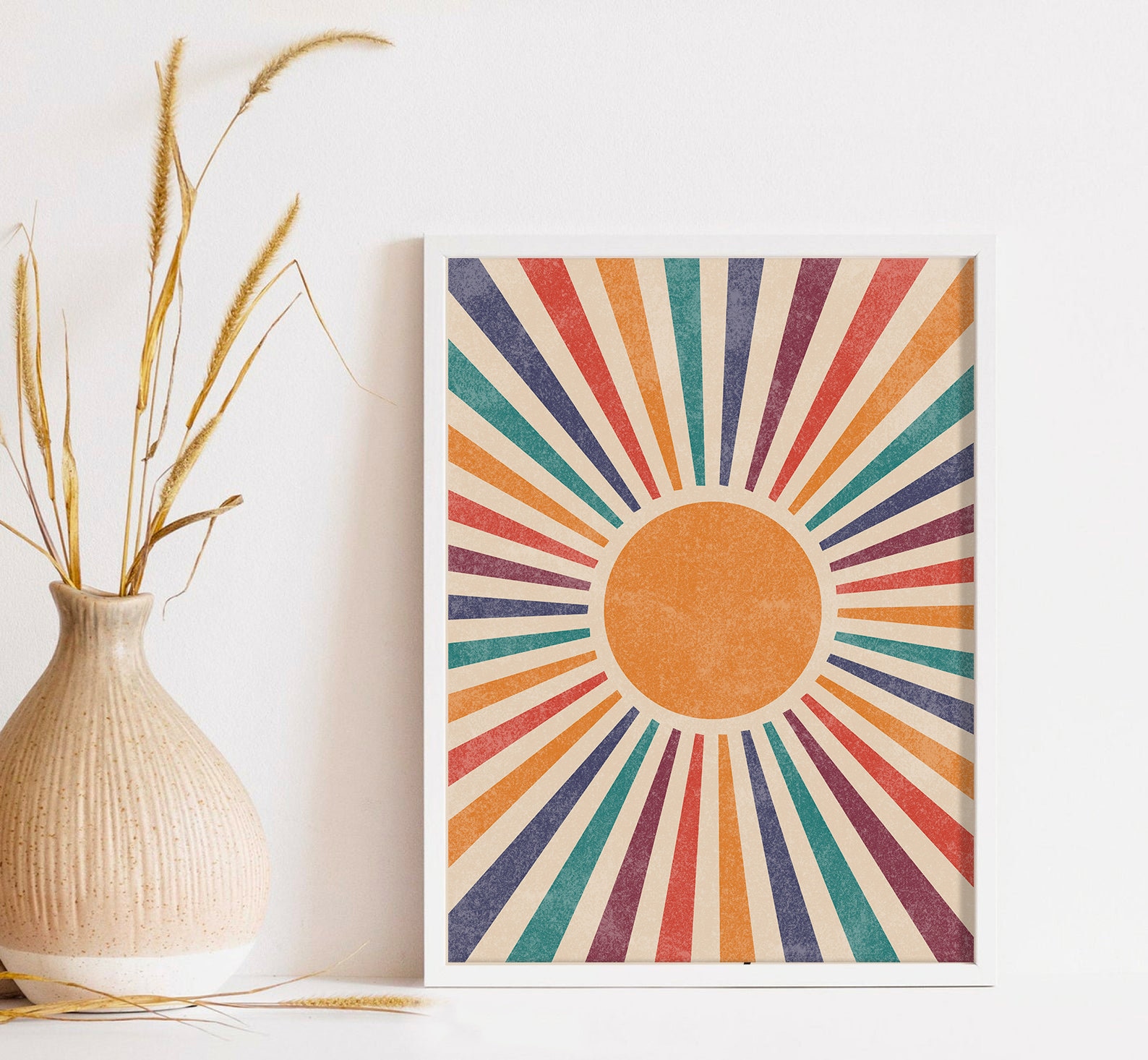 Digital Print Retro Sun Printable Wall Art, Nursery Boho Sunburst Print ...