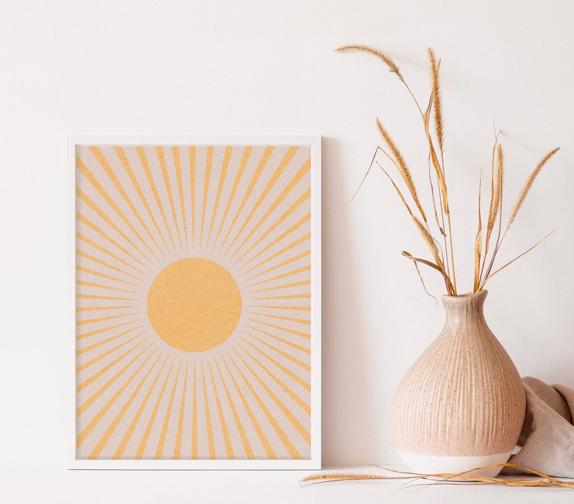 Boho Sun Wall Art Desert Color Sun Poster Sun Rays Poster | Etsy