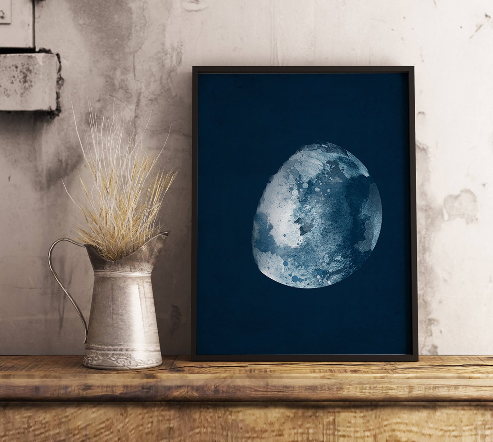 Gallery Wall Set Moon Print Set Navy Blue Moon Phase Wall - Etsy