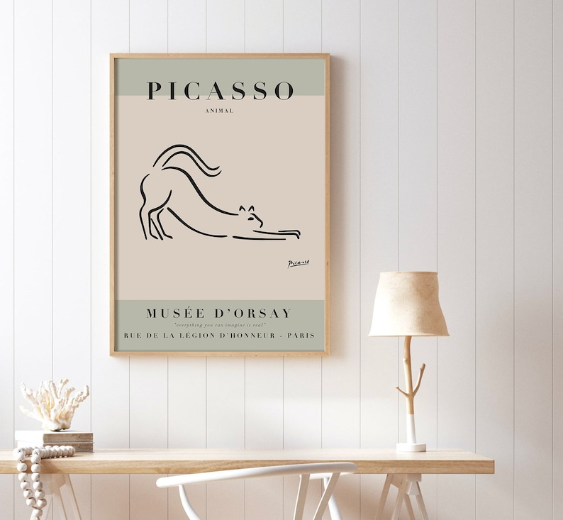 Picasso Exhibition Poster Cat Poster Animal Print Ideal | Etsy
