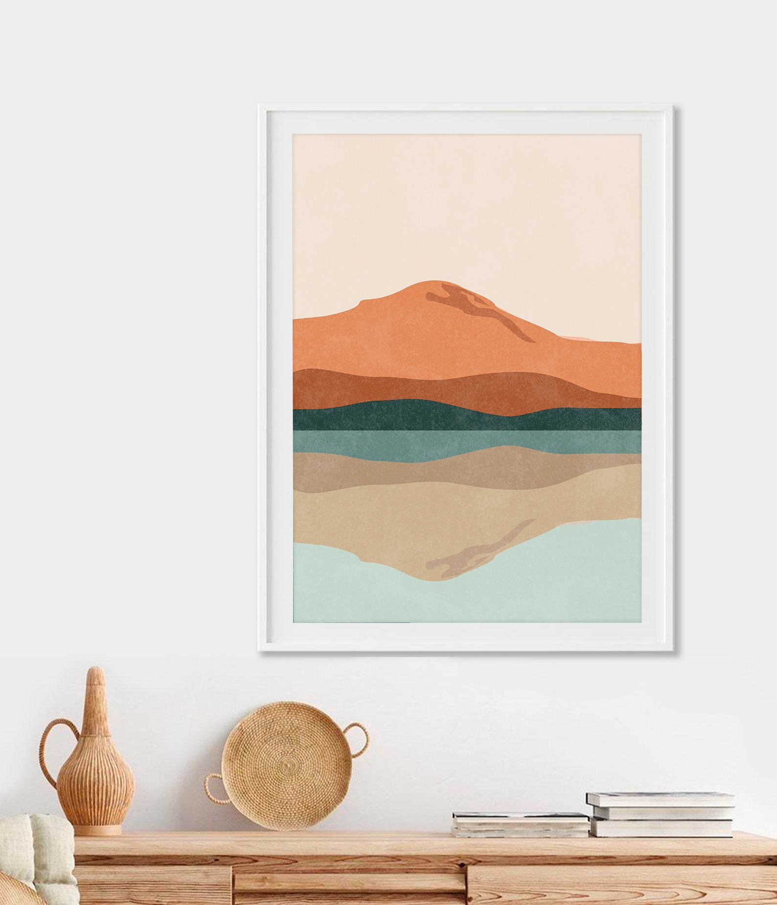 Abstract Mountain Print Set of 3 Mid Century Modern Blue | Etsy