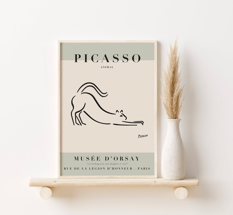 Picasso Exhibition Poster Cat Poster Animal Print Ideal | Etsy