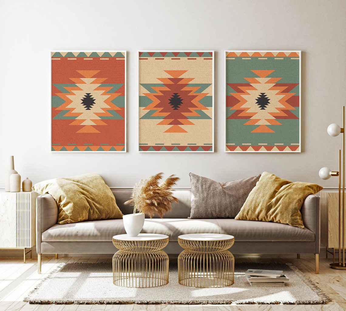 Ethnic Art Set of 3 Poster Gallery Wall Digital Art Rug - Etsy
