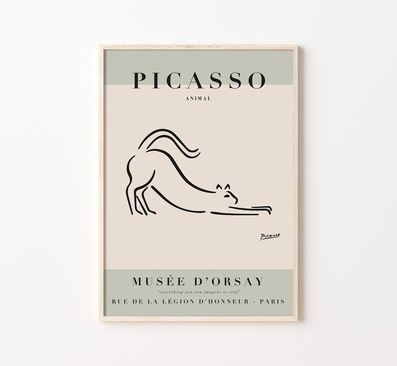 Picasso Exhibition Poster Cat Poster Animal Print Ideal | Etsy