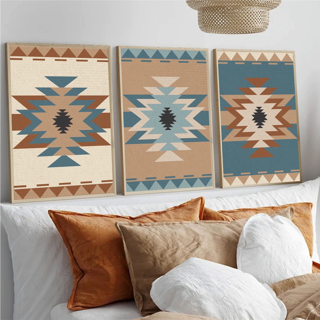 Aztec Pattern Print Set of 3, Gallery Wall Art, Ethnic Carpet Printable ...