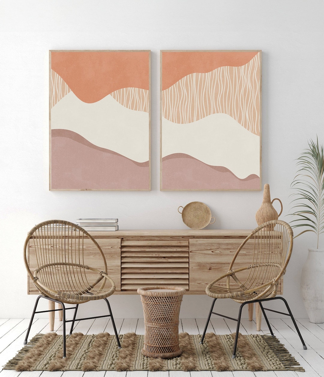 Digital Above Bed Decor - Bedroom Wall Art - Abstract Print Set of 2 ...