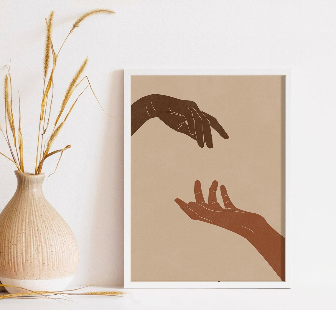 Abstract Hands Wall Print Couple Love Wall Poster Black Hands | Etsy