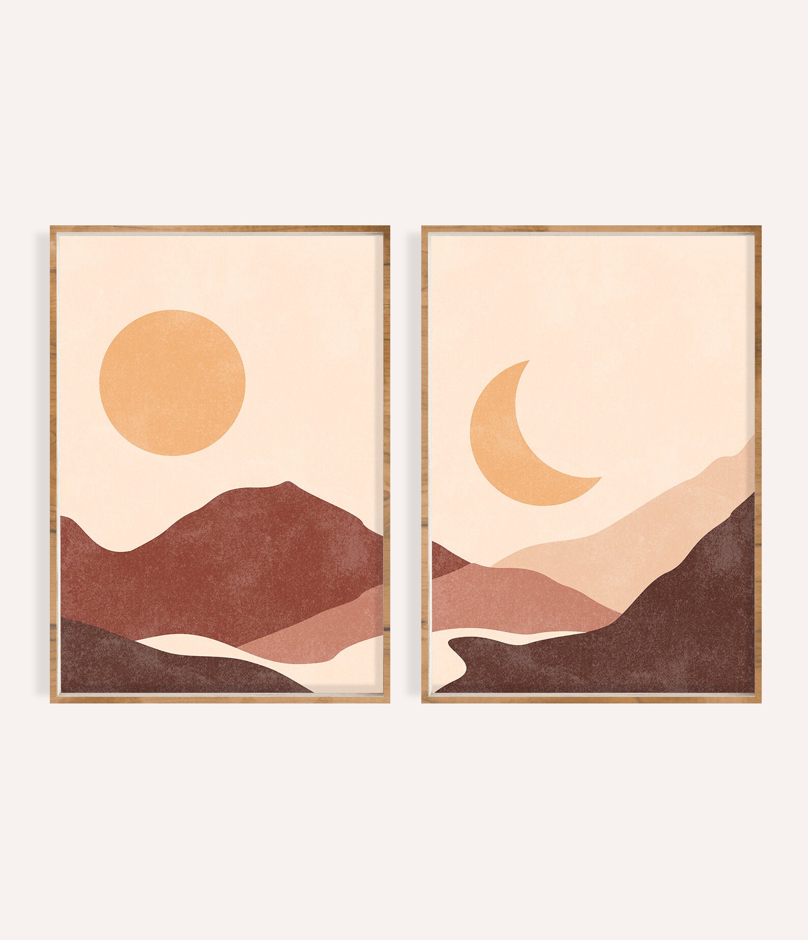 Sun and Moon Abstract Landscape Boho Desert Sunset | Etsy