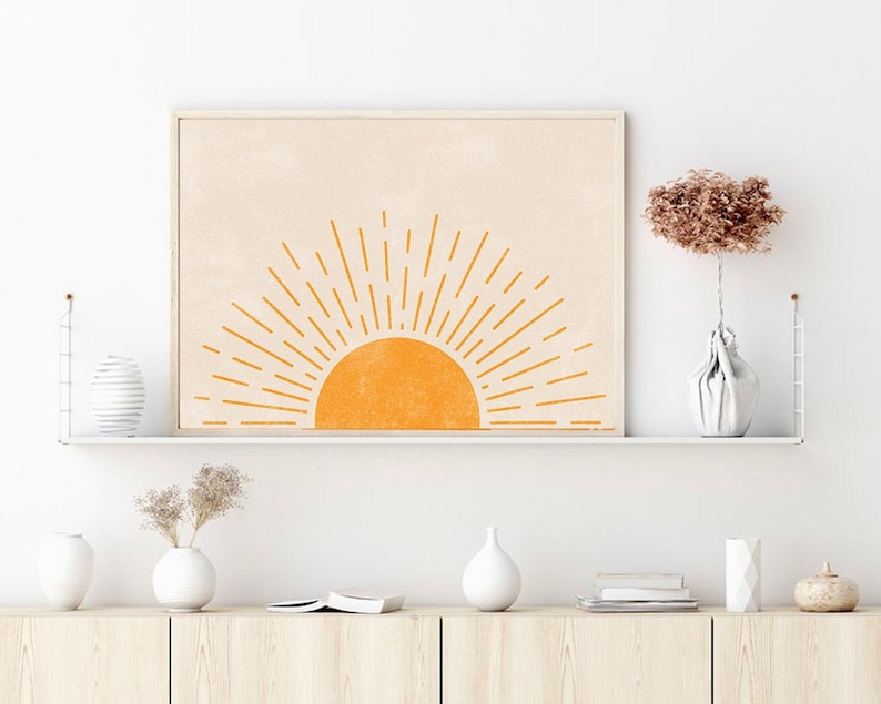 Boho Sun Sunrise and Sunset Wall Art Print Decor Boho Sun Svg | Etsy
