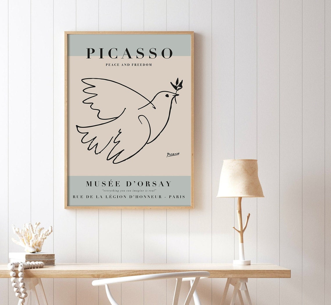 Dove Picasso Print Exhibition Poster Vintage Pablo Picasso Peace ...