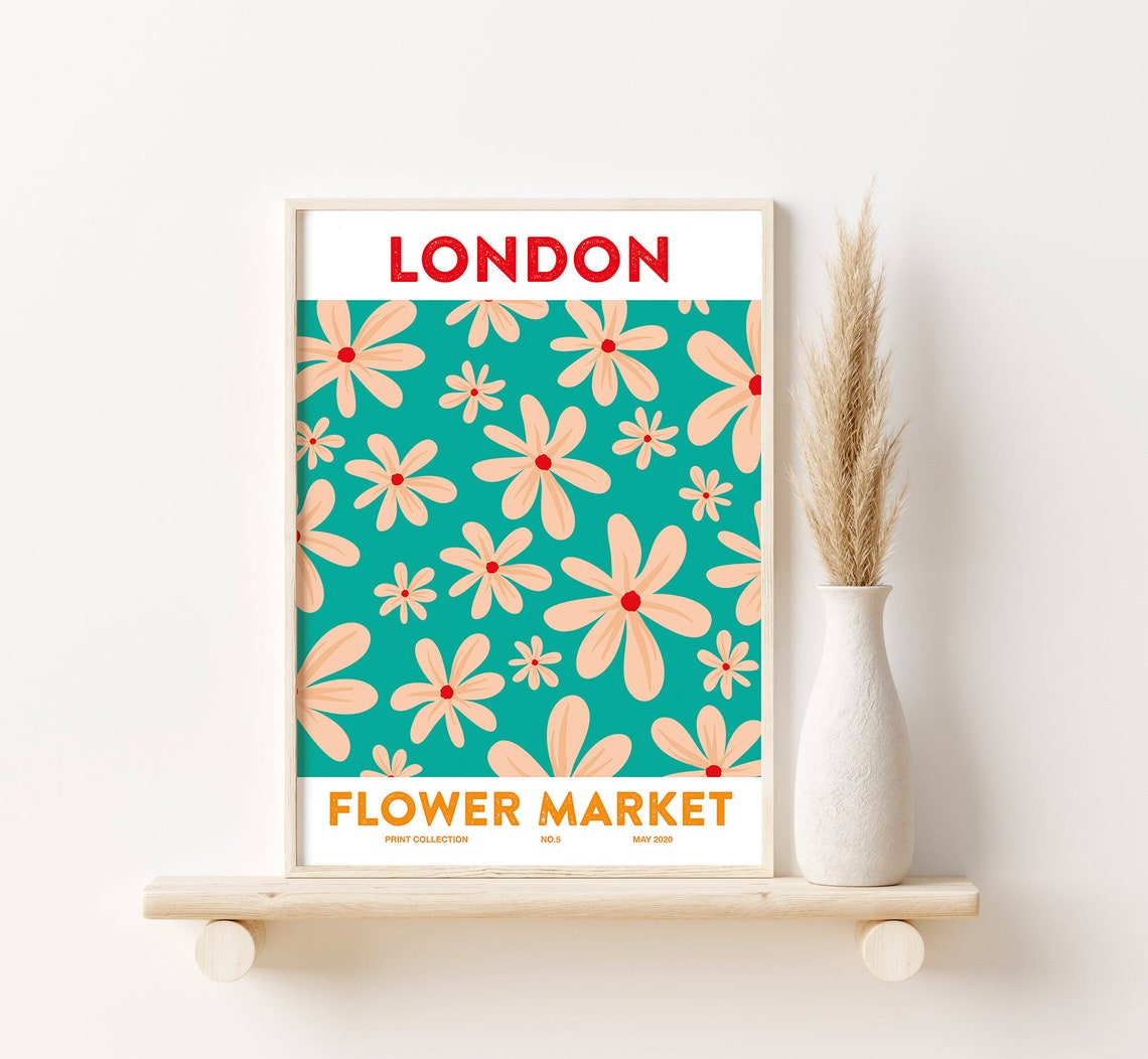 Flower Market Print London Flower Market Poster Flower Shop | Etsy