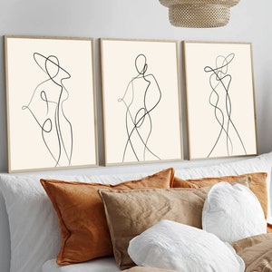 Abstract Line Art Set of 3 Prints, Line Drawing Woman, Abstract Drawing ...