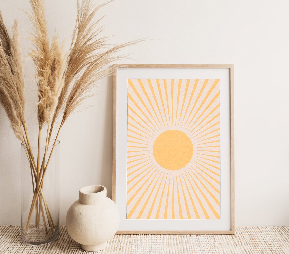 Boho Sun Wall Art Desert Color Sun Poster Sun Rays Poster - Etsy