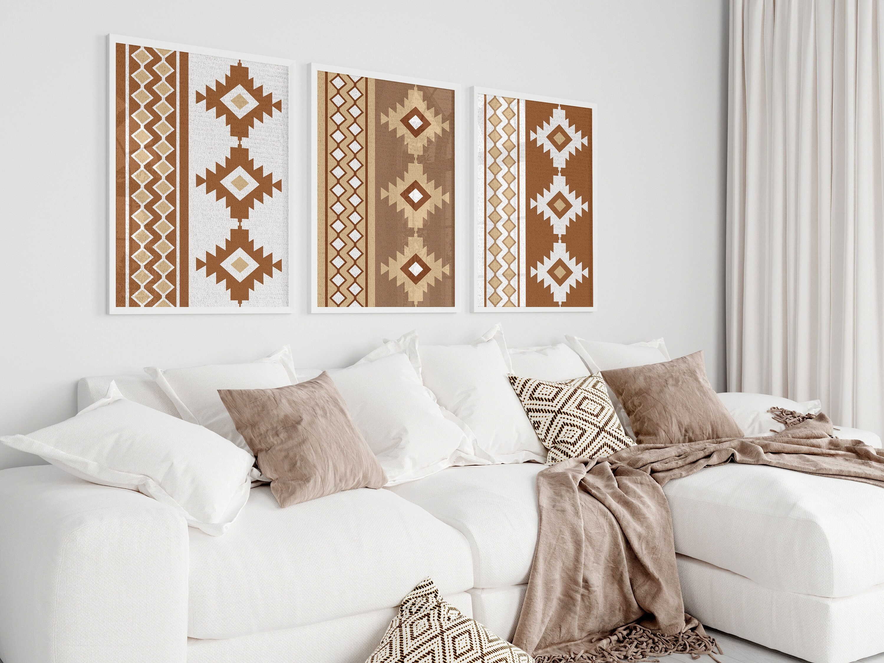 Aztec Wall Art Printable, Aztec Mid Century Modern Wall Art Set of 3 ...