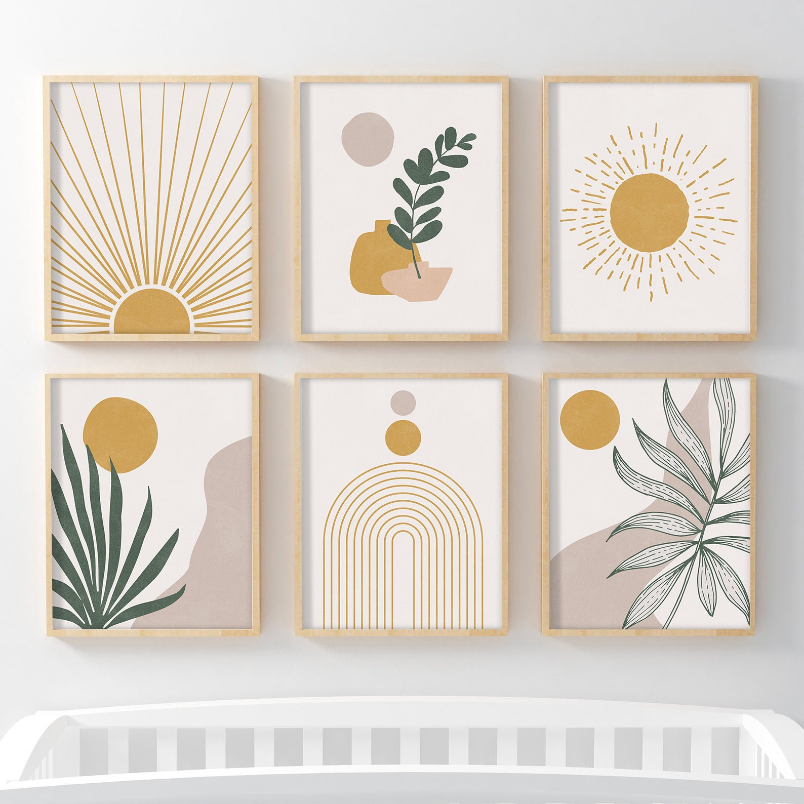 Mid Century Modern Set of 6 Boho Prints, Digital Gallery Wall Set ...