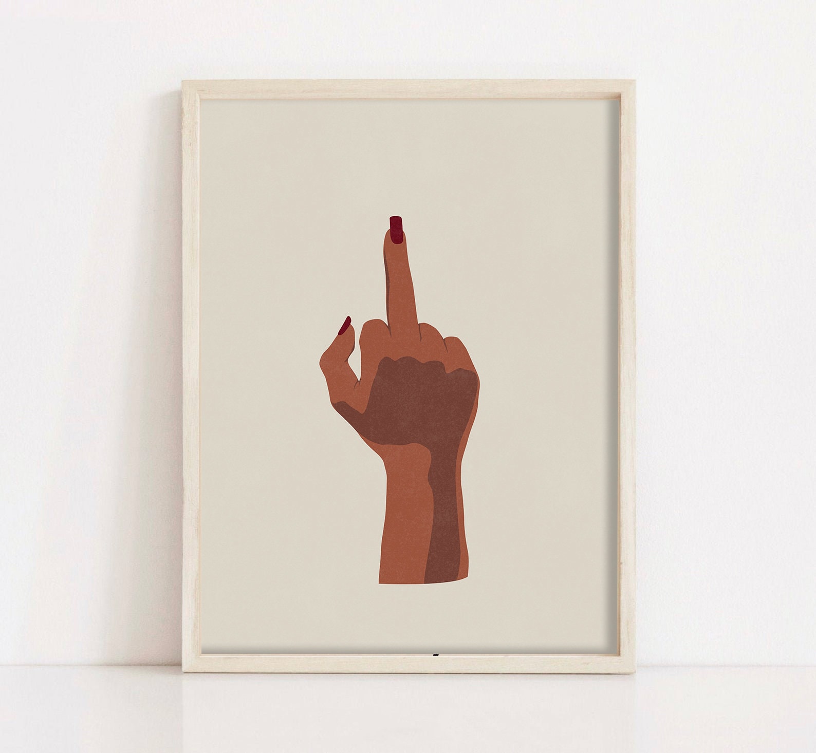 Feminist Middle Finger Wall Art Print Mid Century Modern - Etsy
