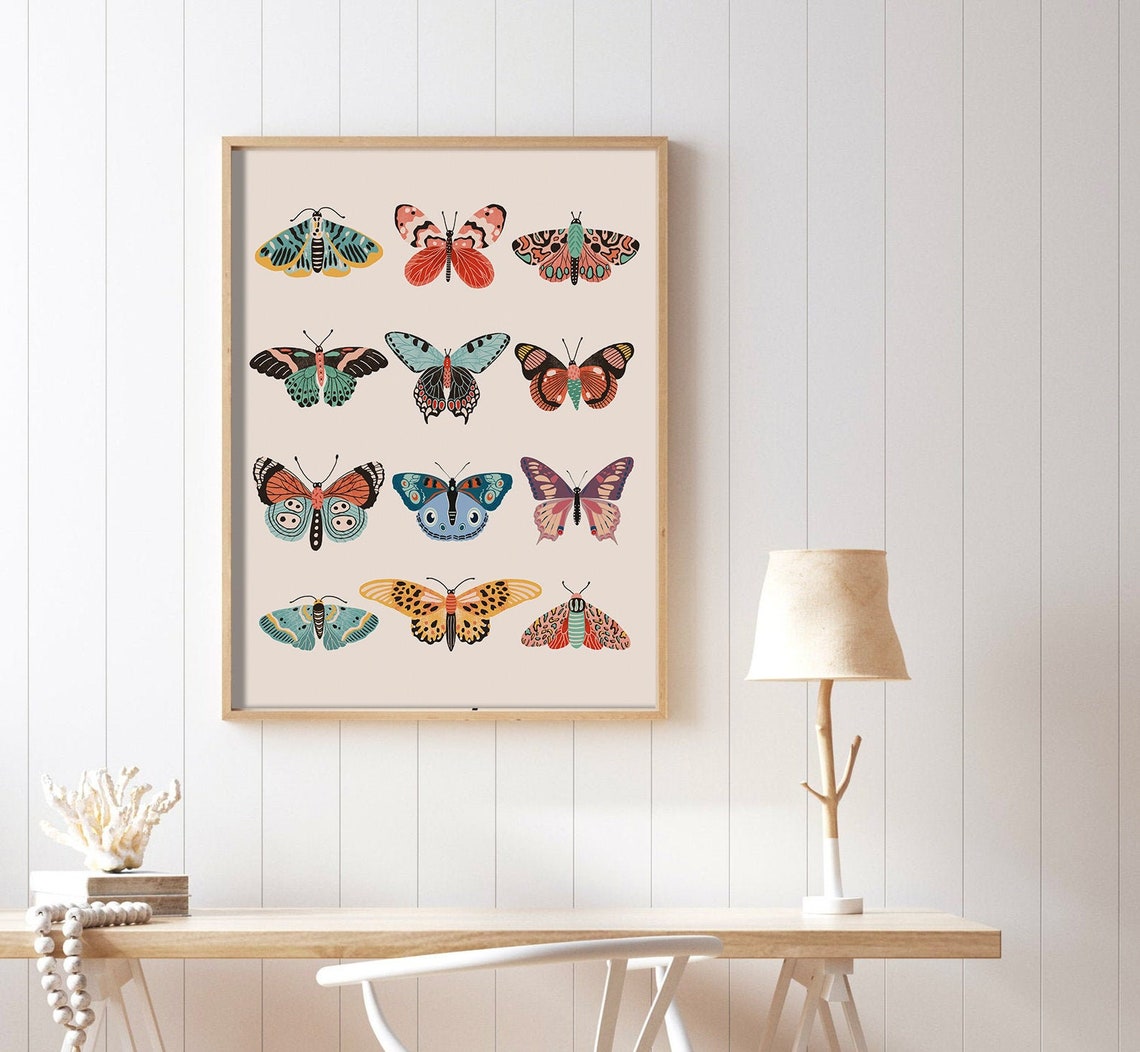 Boho Butterflies Girls Nursery Decor Printable Art Retro - Etsy