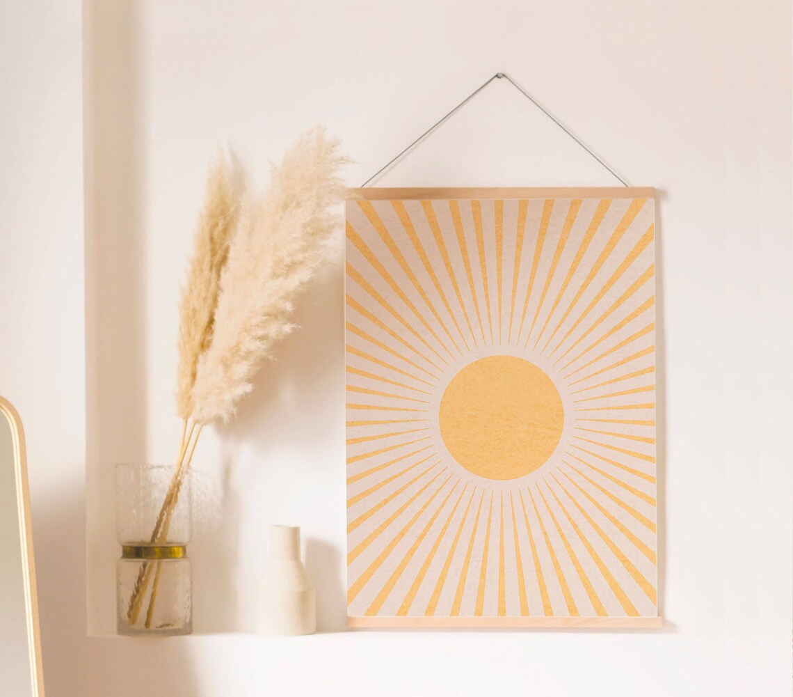 Boho Sun Wall Art Desert Color Sun Poster Sun Rays Poster | Etsy