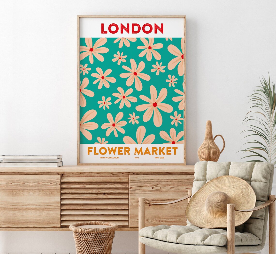 Flower Market Print London Flower Market Poster Flower Shop - Etsy