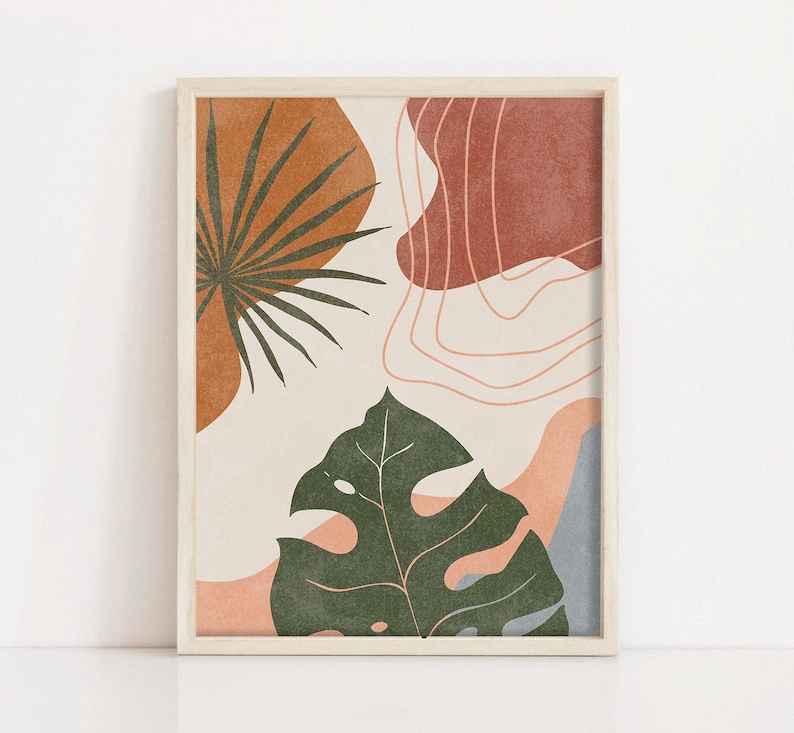 Boho Wall Art Botanical Boho Decor Print Abstract Modern Etsy