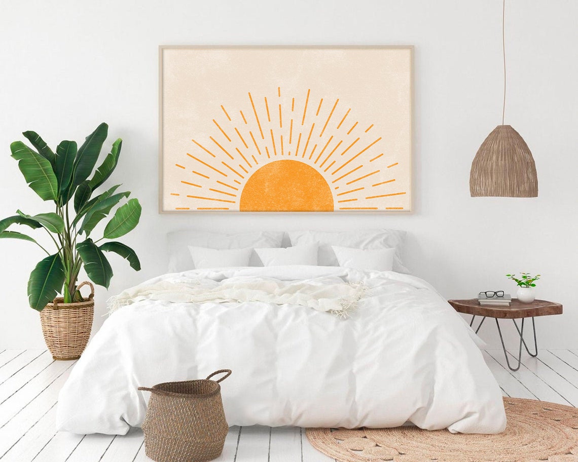 Boho Sun Sunrise and Sunset Wall Art Print Decor Boho Sun Svg | Etsy