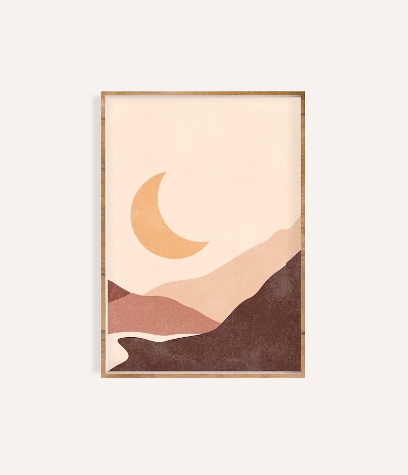 Sun and Moon Abstract Landscape Boho Desert Sunset | Etsy