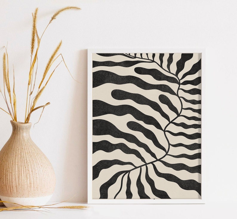 Abstract Boho Leaf Art Print Minimalist Botanical Printable - Etsy