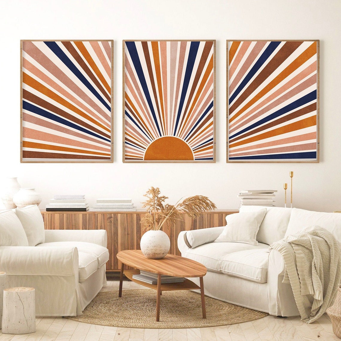 Bohemian Sun Wall Art Boho Set of 3 Boho Wall Art Bedroom - Etsy