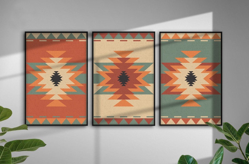 Ethnic Art Set of 3 Poster Gallery Wall Digital Art Rug - Etsy