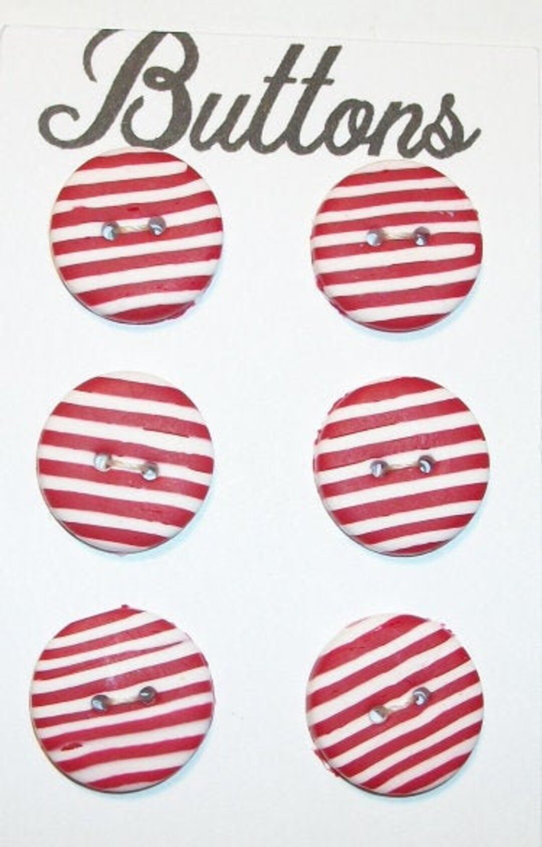 Red Stripe Buttons. Set of 6. 3 Sizes to Choose From. - Etsy