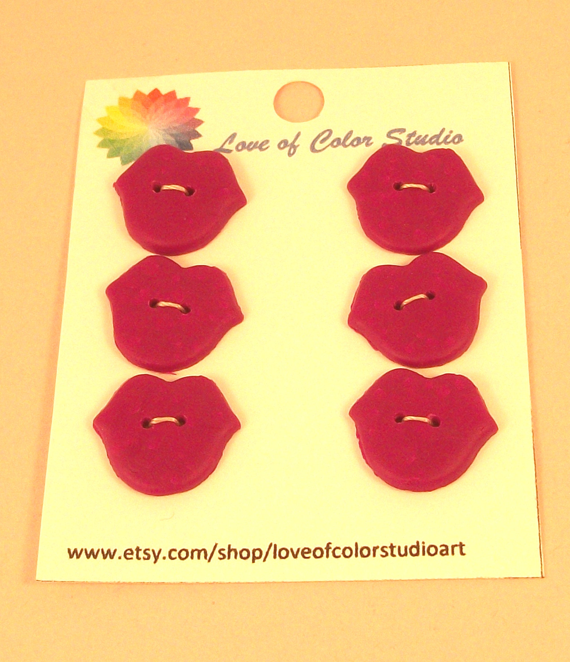 Lip Shaped Buttons 3 Colors 2 Sizes. Sets of 6. - Etsy