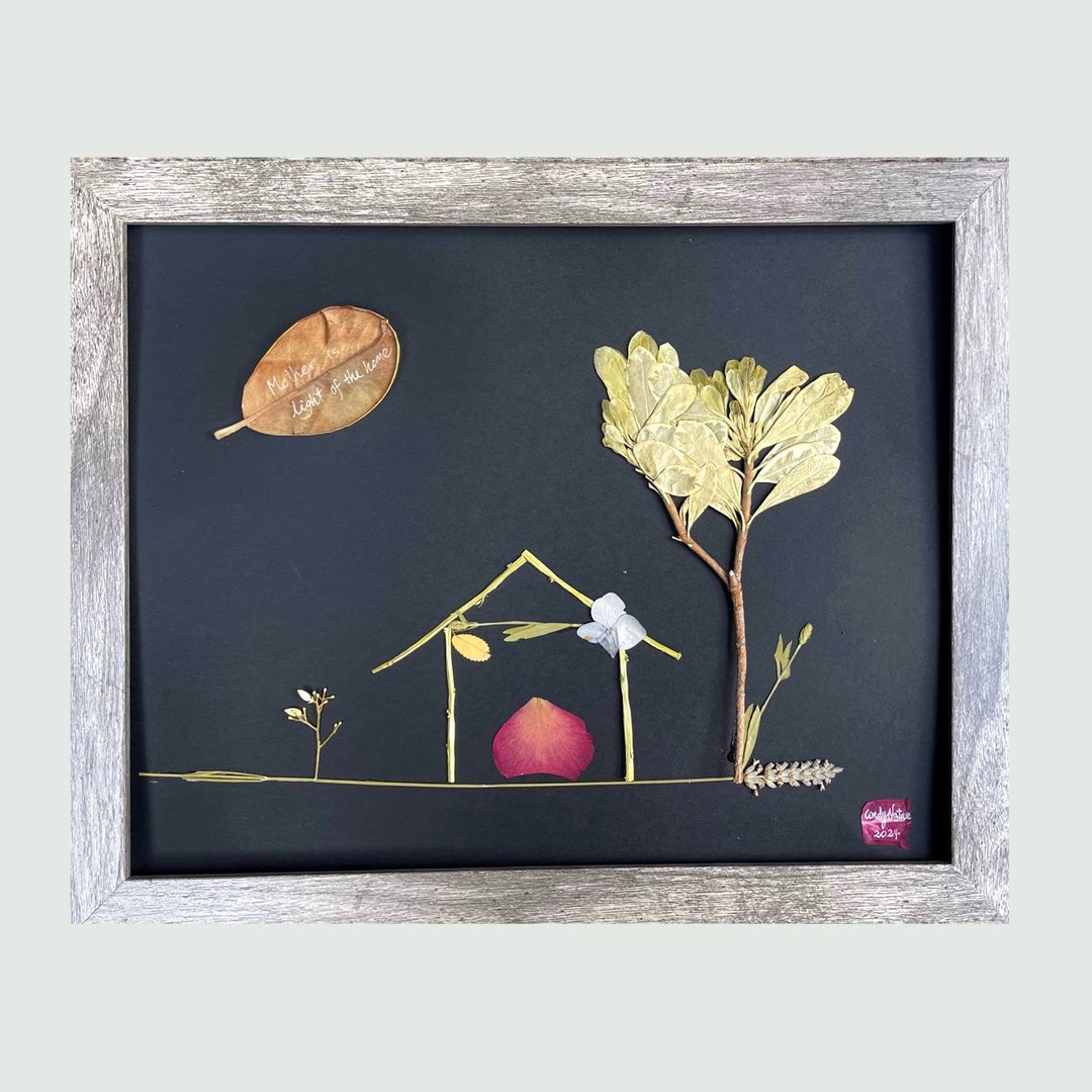 Pressed Flower Cartoon: Mother is the Light of the Home. Real Flowers ...
