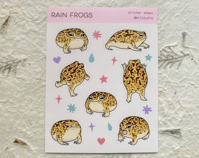 Desert Rain Frogs Sticker Sheet | Rain Frogs, Cute Animal Stickers ...