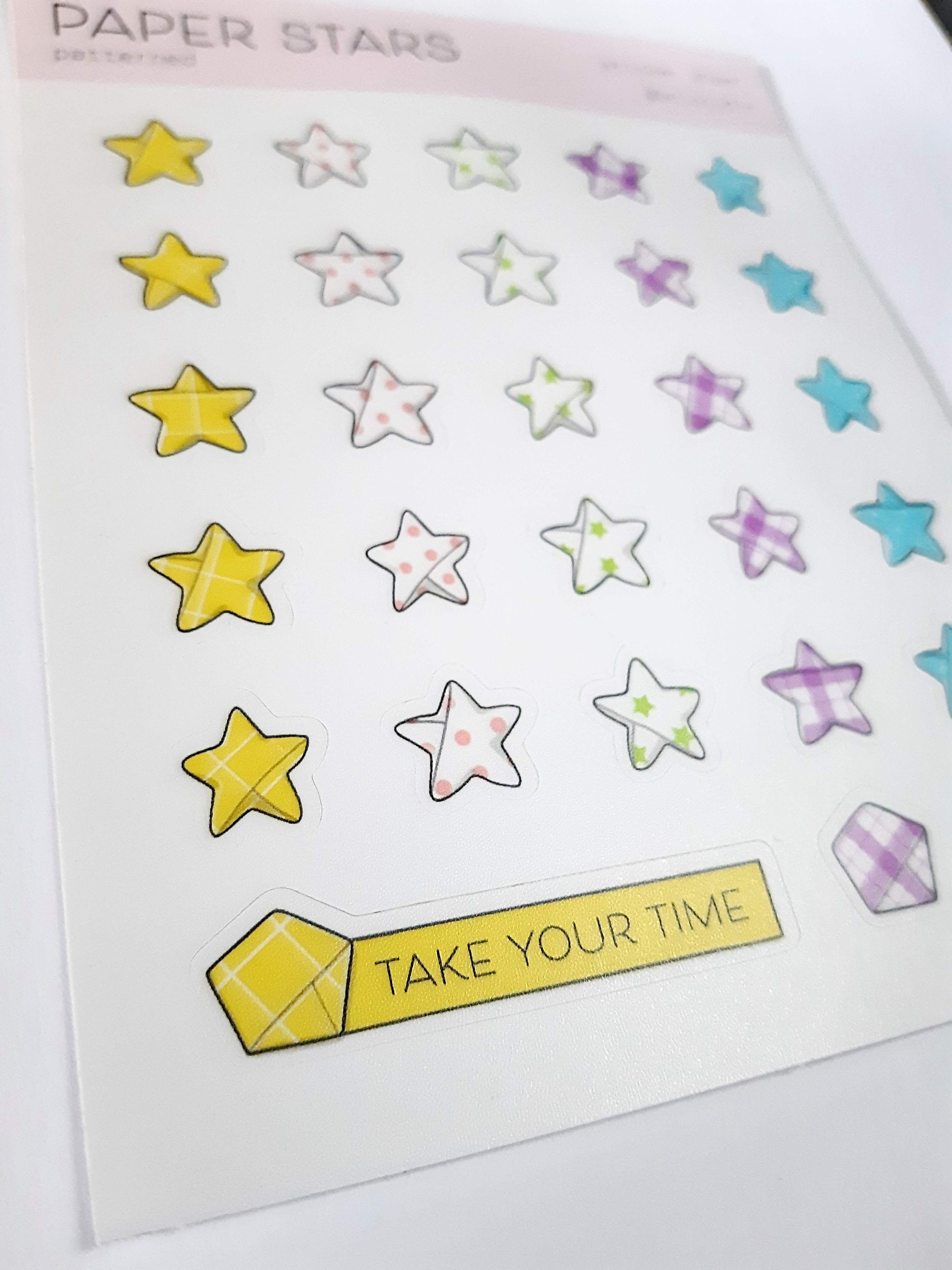 Paper Stars Sticker Sheet, Vinyl Sticker Sheet, Star Stickers, Planner ...