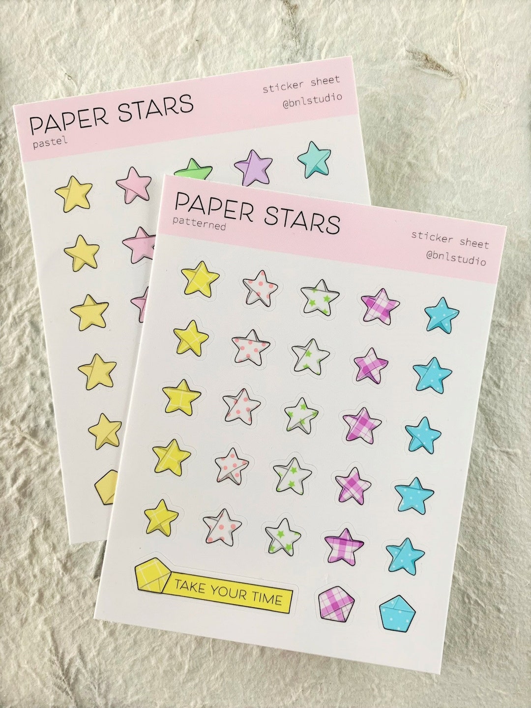 Paper Stars Sticker Sheet, Vinyl Sticker Sheet, Star Stickers, Planner ...