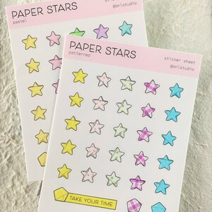 Paper Stars Sticker Sheet, Vinyl Sticker Sheet, Star Stickers, Planner ...