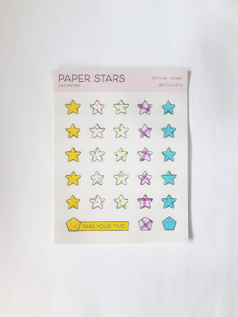 Paper Stars Sticker Sheet Vinyl Sticker Sheet Star Stickers - Etsy