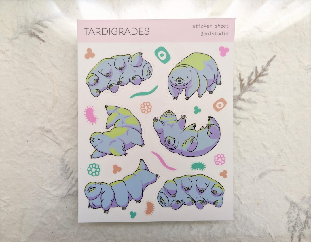 Tardigrades Sticker Sheet | Water Bears, Cute Animal Stickers, Moss ...