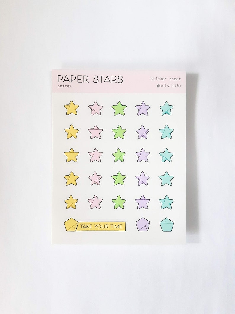 Paper Stars Sticker Sheet Vinyl Sticker Sheet Star Stickers - Etsy